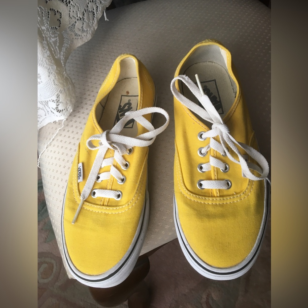 Vans Great Condition Yellow Authentic Sneakers Womens… - Gem